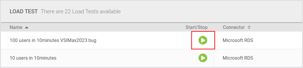 Manage Tests: Load Testing – Login VSI