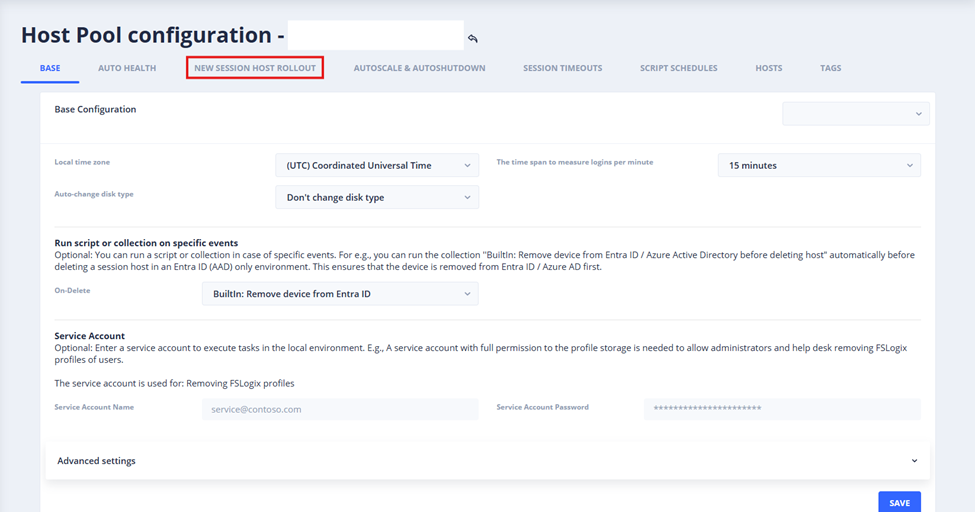 Configuring New Session Host Rollout – Login VSI